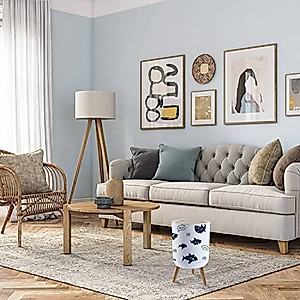 Small Trash Can with Lid Cute Shark Kids t Shirt Wood Legs Press Cover Garbage Bin Round Simple Human Waste Bin Wastebasket for Kitchen Bathroom Office, 8.67x14.3inch