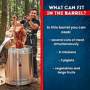 EL BARRIL Grill & Smoker Barrel (EXTRA LARGE)| 100% Stainless Steel Barrel| You can Grill, Smoke, Roast and Bake| Smokeless, Even Heat Distribution & Perfect Preservation for Your Meats