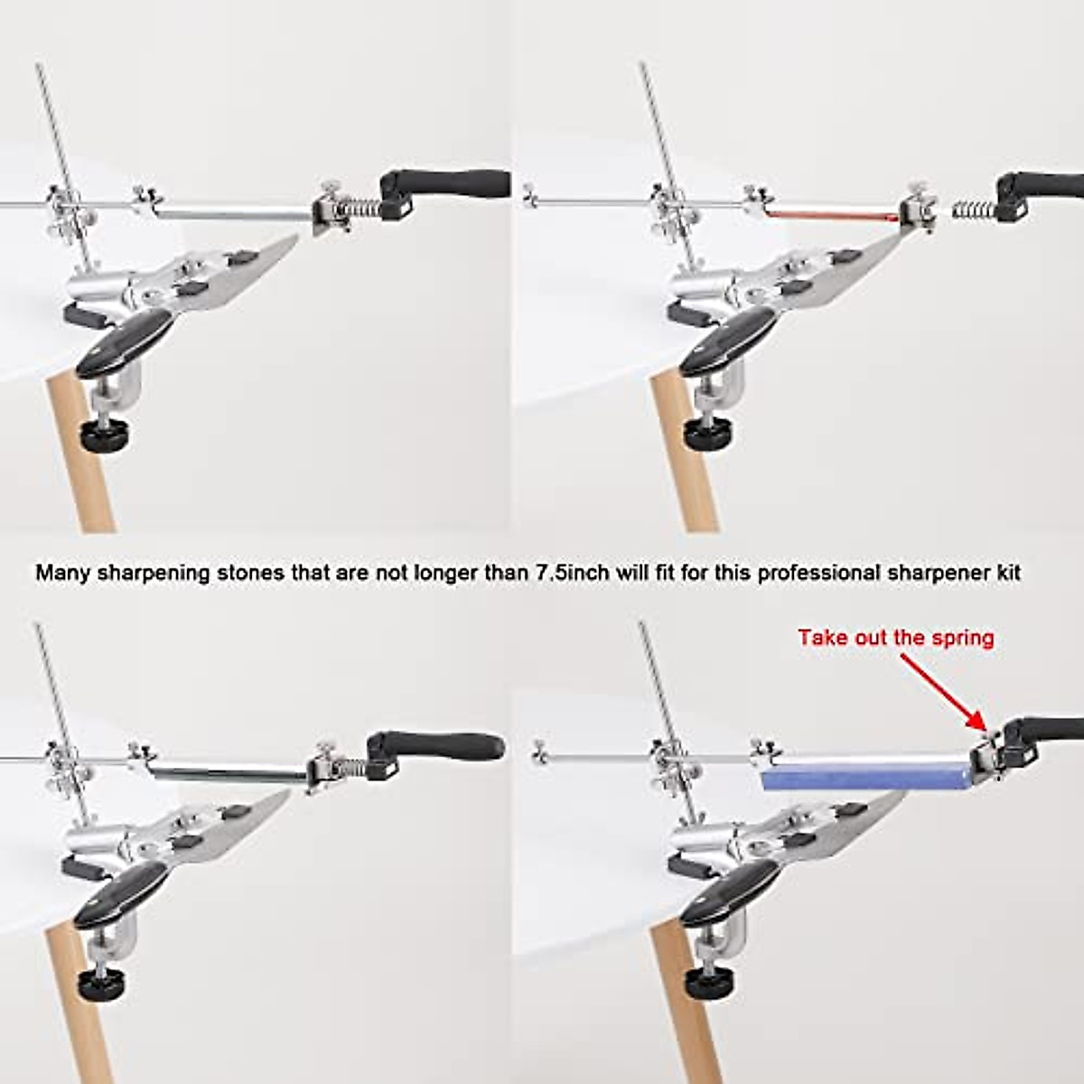 RUIXIN PRO RX-009 Professional Knife Sharpener with 12 Whetstones, 360° Rotation Flip Design Fixed-Angle Stainless Steel Kitchen Chef Knife Sharpening Kit Holding System Tools