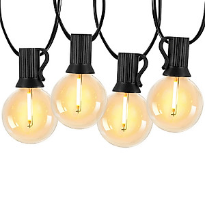 GHUSTAR Outdoor String Lights 28FT Patio String Lights with 16 G40 Shatterproof LED Bulbs(1 Spare), Waterproof Outdoor Hanging LED Lights for Backyard Porch Cafe Party Wedding Garden