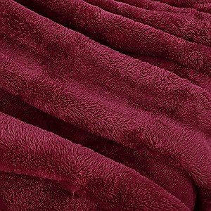 Berkshire Blanket Extra-Fluffy Throw | Soft Fluffy Ultra Plush Solid Throw | Wine | 55" x 70"
