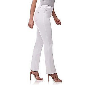 Rekucci Women's Secret Figure Premium Denim Straight Leg Pull-On Jean (10 Short, White)