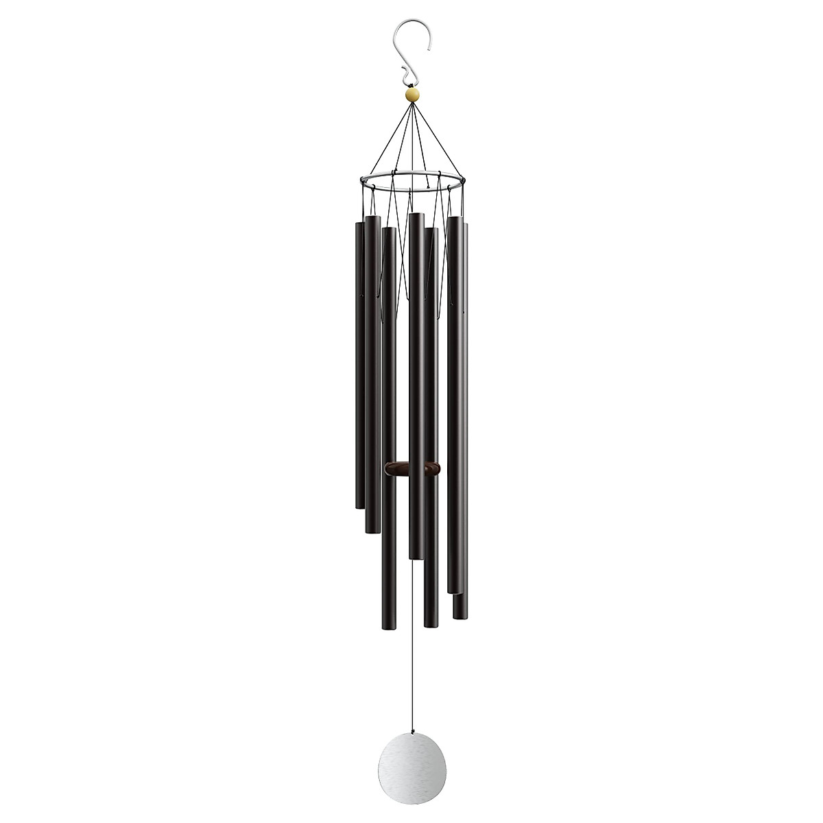 Wind Chimes for Outside and Inside – 44 inch – 528hz Solfeggio Healing Tones - Black