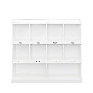 YTULA Wooden Open Shelf Bookcase, Bookshelf, Freestanding Storage Unit, 10 Open Compartments, for Living Room, Study, Office, White