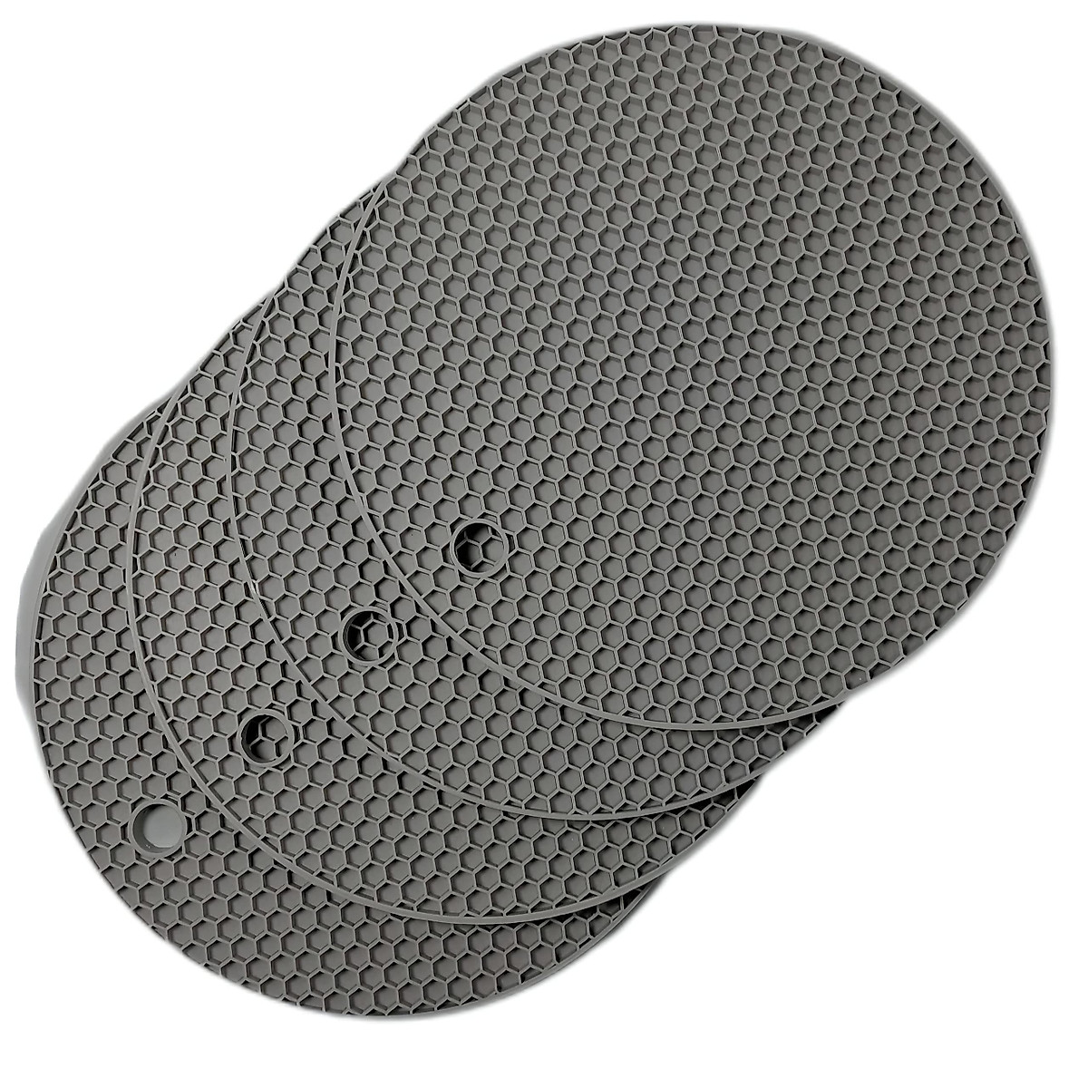 Hotsyang Silicone Trivets, Silicone Trivets for Hot Pots and Pans, Silicone Trivets for Hot Dishes, Trivets Mats Kitchen, Round Silicone Mats Set, Silicone Hot Pads For Kitchen Counter,Dark Grey 4 pcs