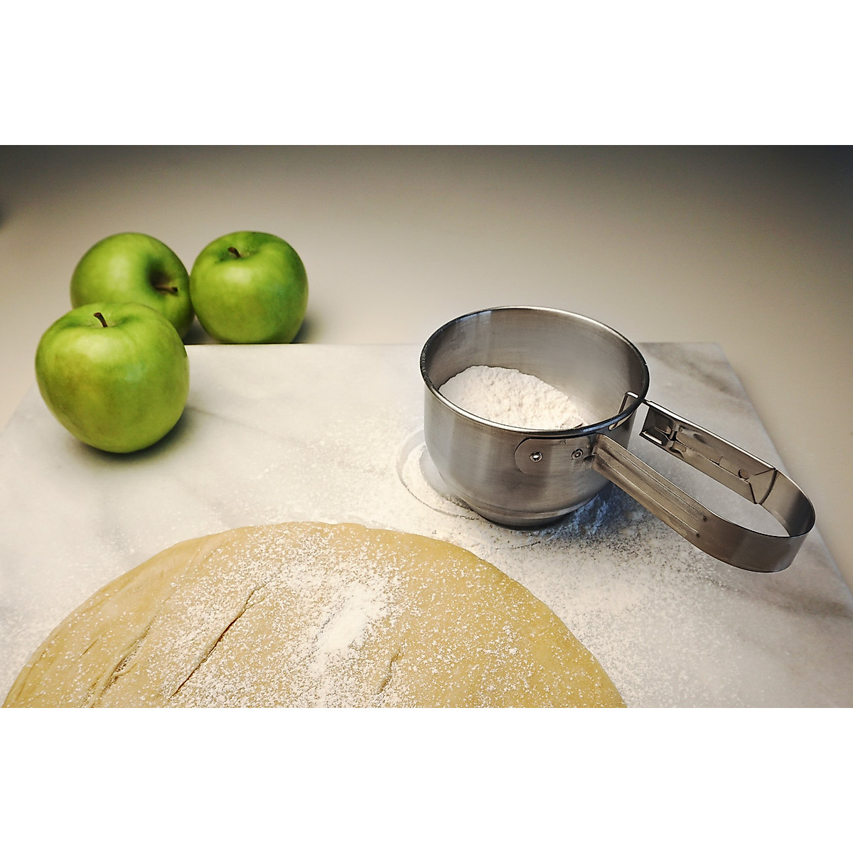 RSVP International Endurance® Stainless Steel Vintage One-Hand Sifter, 1 Cup | Top Cakes, Sift Flour, Marinade BBQ & More | Dishwasher Safe | Powder Sugar, Sift Flour, Spread Toppings & More