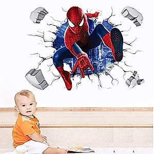 FANG LIAN Cartoon Wall Decals for Kids Room Wall Decor DIY Removable Superhero Wall Stickers for Boys Bedroom Living Room Children Themed Room Party Decoration (Size 24 x 16 inch)