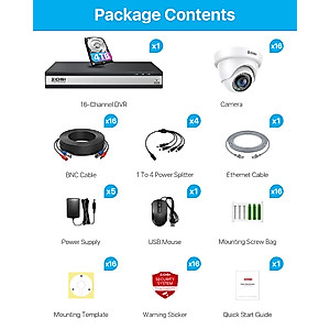 ZOSI H.265+ 1080p 16 Channel Security Camera System with AI Human Vehicle Detection, 16CH CCTV DVR and 16 x 1080p Indoor Outdoor Dome Camera, 80ft Night Vision, 105° View Angle, Alert Push, 4TB HDD