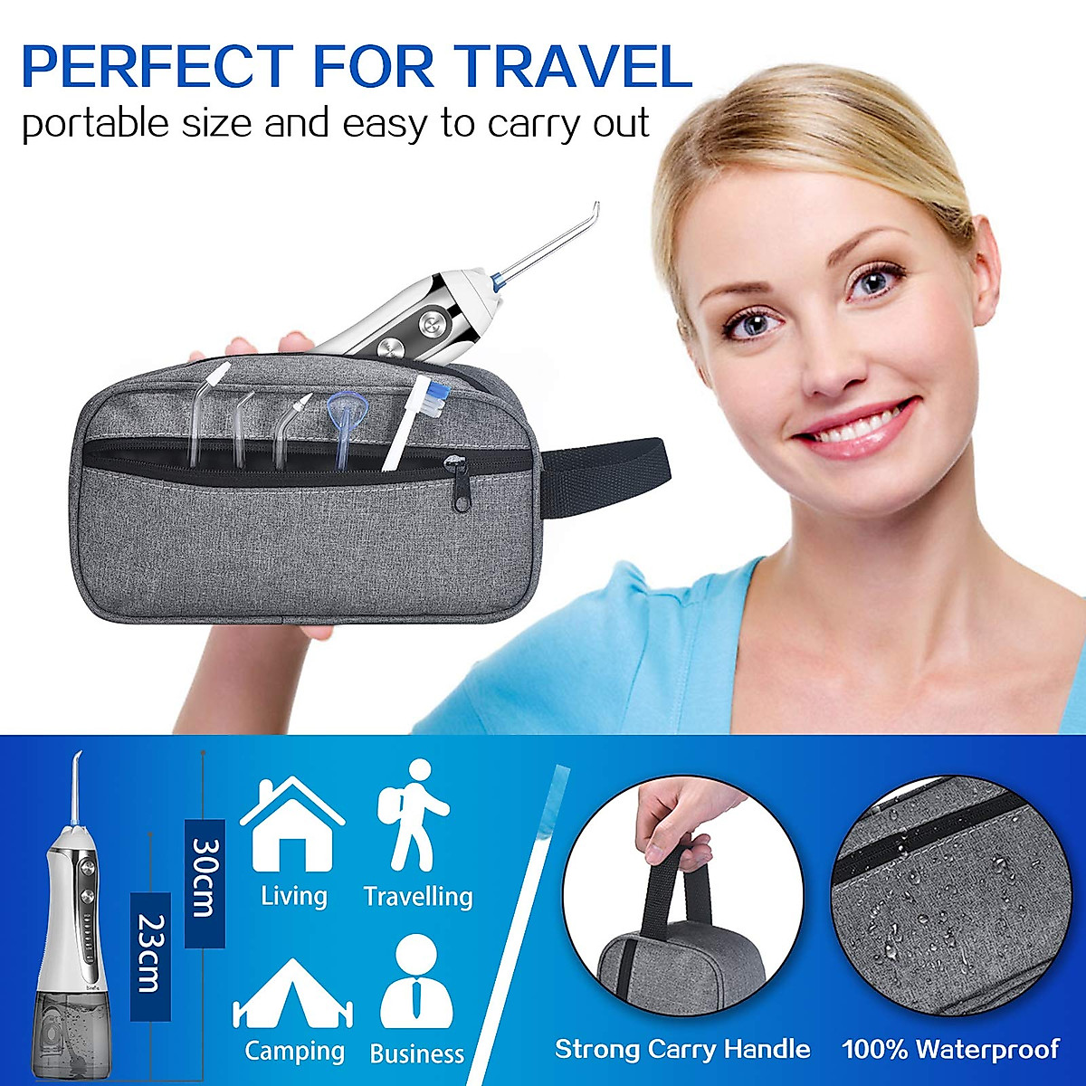 Cordless Water Dental Flosser for Teeth with 5 Modes, 2 in 1 Portable Oral Irrigator & Toothbrush with 6 Tips, 300ML, IPX7 Waterproof, USB Rechargeable Water Pick Teeth Cleaner for Braces & Bridges