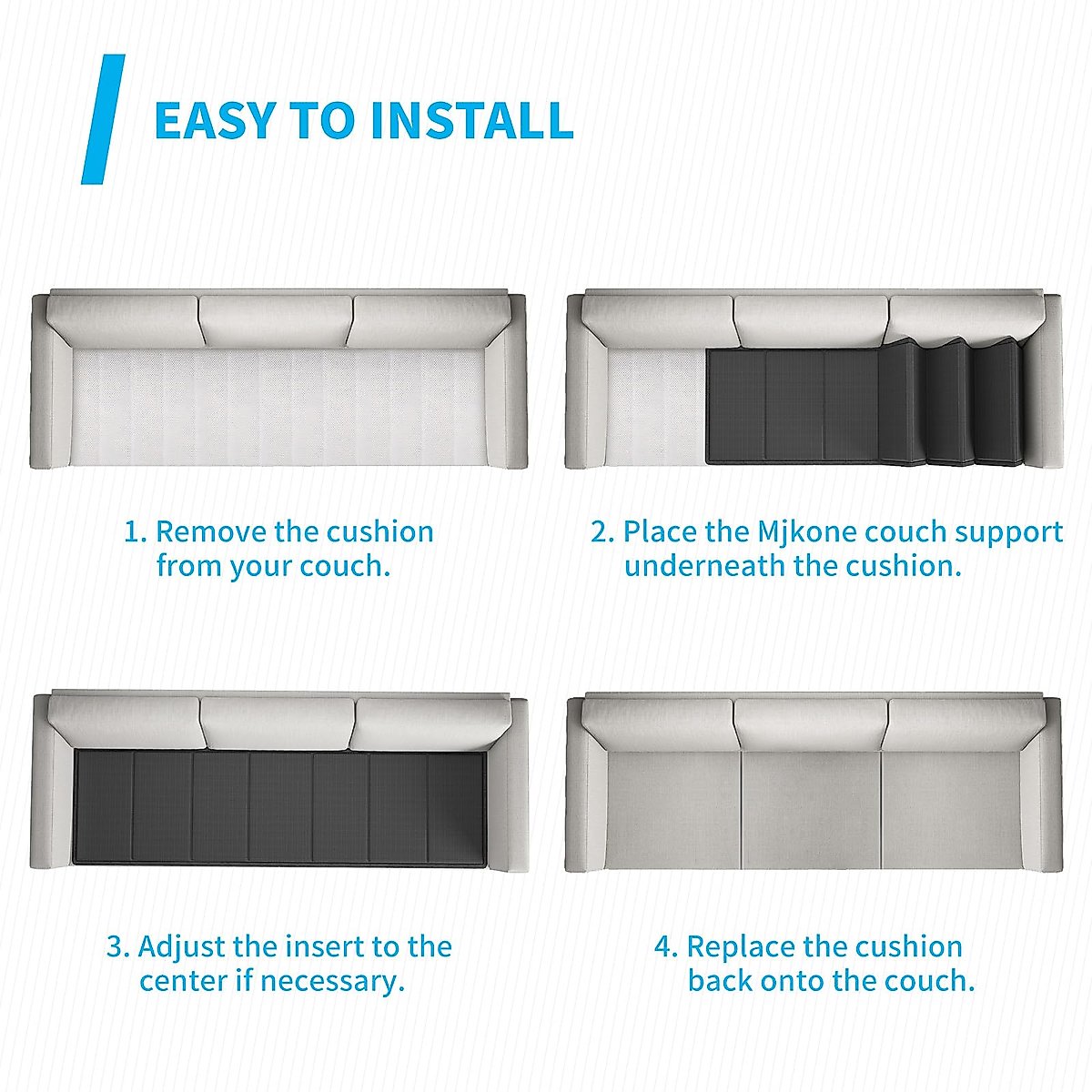 Mjkone Long Couch Cushion Support 19.2"x81", Sagging Sofa Cushion Support, Reclining Sofa Couch Support for Sagging Cushions, Insert Support to Fix Your Modern Couch, Thick 0.4"