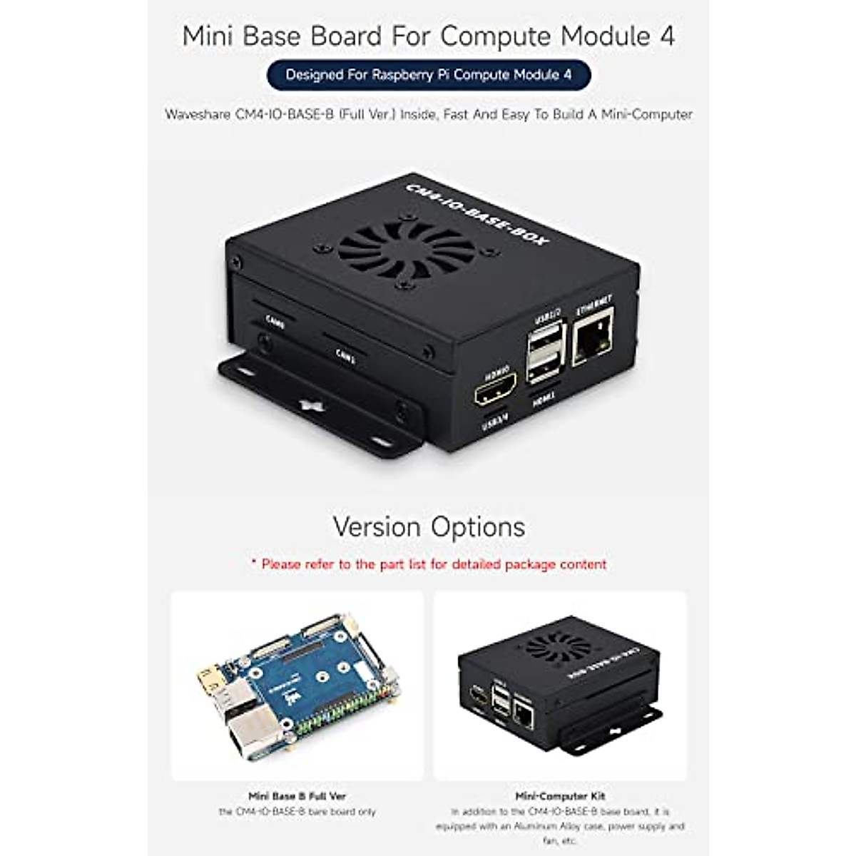 Waveshare Mini Base Board Designed for Raspberry Pi Compute Module 4 Powerful Functions in A Small Sized Body Suitable for Evaluating The Raspberry Pi CM4 Or Being Integrated Into End Products