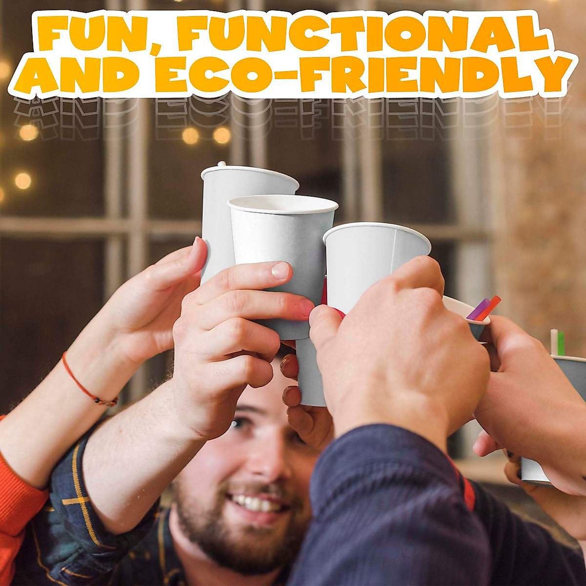 LEGLO 50Pcs Disposable Coffee Cups Reusable - 9 Oz Paper Cups for Drinking Disposable Cups Hot Beverage Cups - Tea Cups Party Paper Cups for Wedding Reception