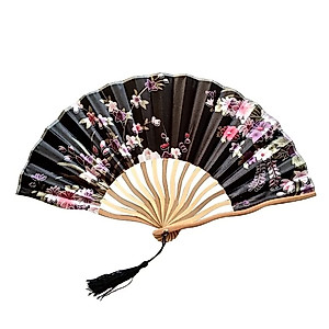 Twomech Folding Fan Chinese Style Hand Held Fan Bamboo Paper Folding Fan Party Wedding Decor Vintage for Wedding Party Decoration (Color : A, Size : 21CM)