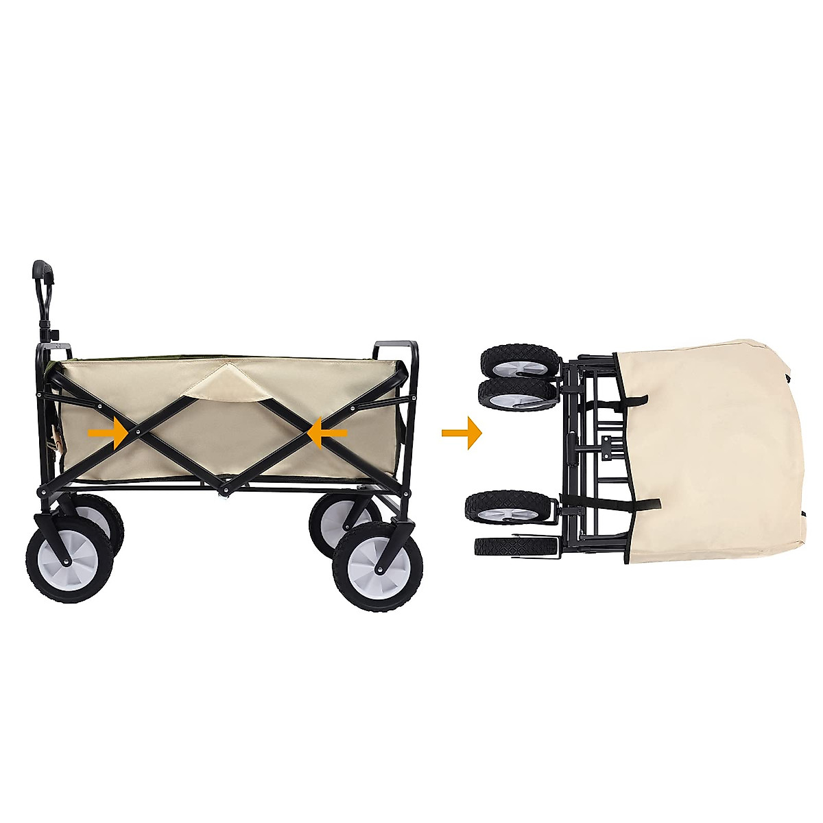 Folding Wagon Cart, Large Capacity Collapsible Utility Camping Cart, Collapsible Folding Outdoor Utility Wagon