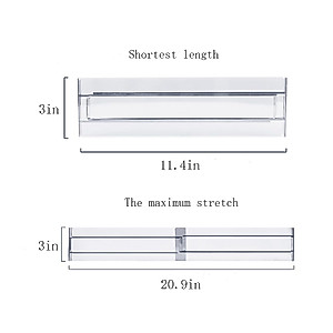 Acrylic Clear Drawer Dividers, Expandable 11-19'' Dresser Organizers Transparent Kitchen Drawer Organizer, Clear Plastic Drawers Separators for Clothing Kitchen Utensils and Office Storage 6 Pack