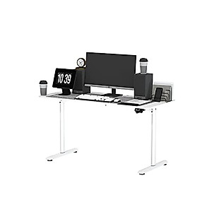 MSW Electric Standing Desk, 140 x 60 cm Steel Adjustable Height Gaming Desk, Quick Assembly, Stable, Ultra-Quiet Motor - V3-1460 (White Color) - Intexca