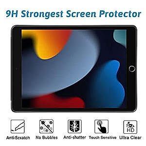 GOZOPO [2-Pack] Screen Protector for iPad 9th Generation, iPad 8th / 7th Generation, Tempered Glass Film for iPad 10.2 inch 2021/2020/2019 Release