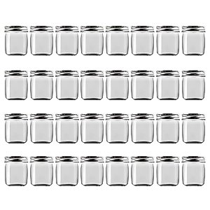 novelinks 8 Ounce Clear Plastic Jars Containers With Screw On Lids - Refillable Round Empty Plastic Slime Storage Containers for Kitchen & Household Storage - BPA Free (32 Pack)
