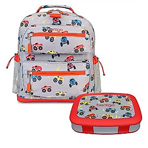 Bentgo® Kids 14” Backpack Set With Kids Prints Lunch Box (Trucks)