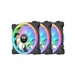 Thermaltake SWAFAN 12 RGB Radiator Fan TT Premium Edition 3 Pack, Swappable Fan Blade Design, Customizable air Flow Direction, 2000 RPM, CL-F137-PL12SW-A, 120mm Black