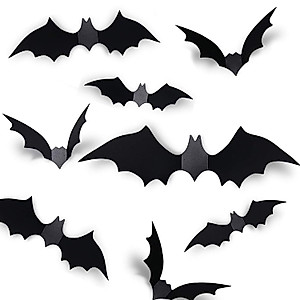 Halloween Bats 4 Size Bats Wall Decor Halloween Decorations Indoor,122 Pcs 3D Bat,Spooky Hallowen Decorations for Bedroom Home Porch Window,Halloween Party Decorations