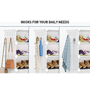 HOMICKER Shoe Rack Organizer,8 Tier Shoe Storage Cabinet with Door Expandable Plastic Shoe Shelves for Closet,Entryway,Hallway,Bedroom