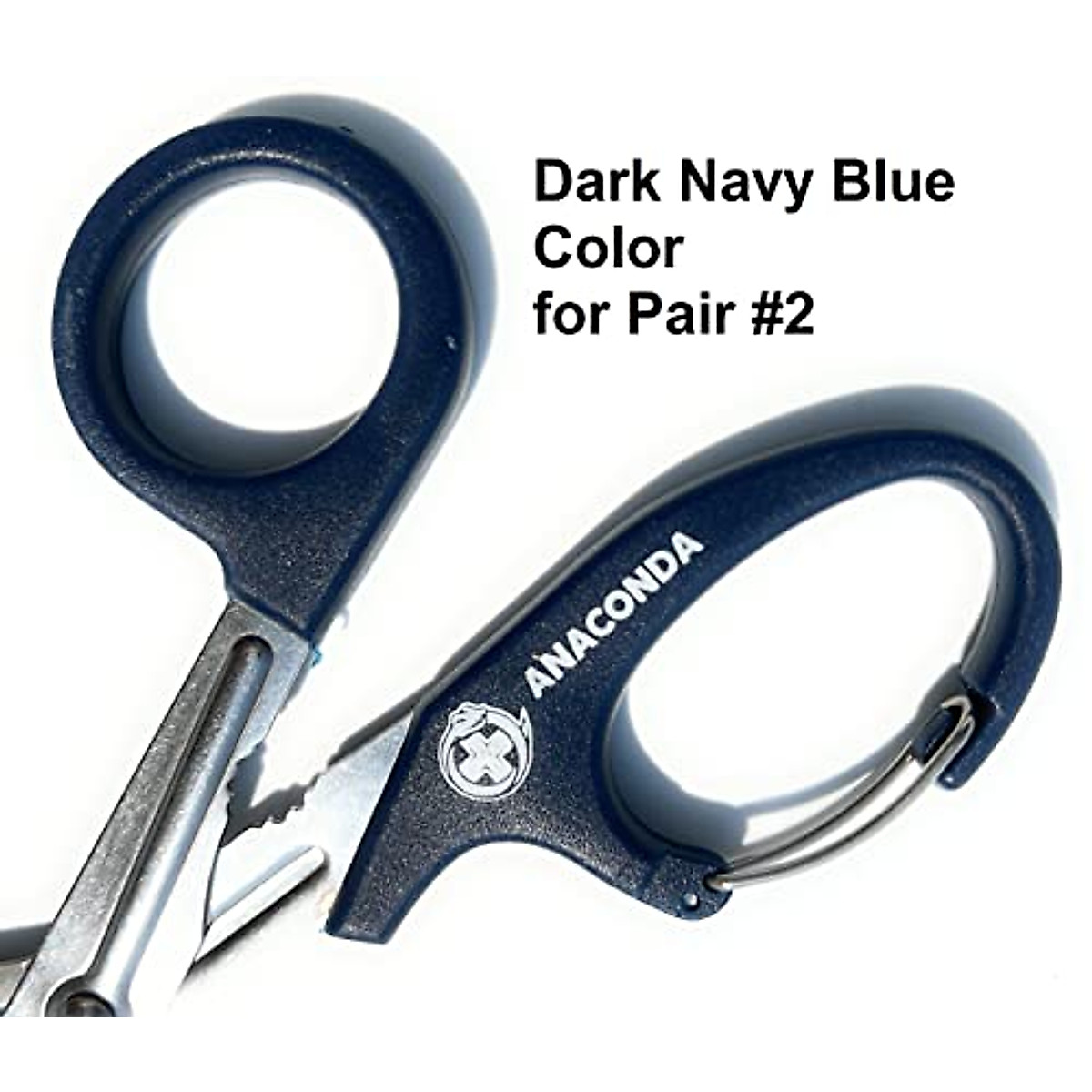 2 Pack Anaconda Medical Trauma Shears with Built-In Carabiner Clip (7.5 inch, Black and Blue)