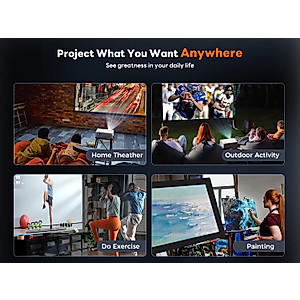 Projector with WiFi and Bluetooth, Projector 4K[Auto Focus/6D Keystone]Native1080P Projectors with 300'' Screen 600 ANSI 4K Supported 50%Zoom, Agreago Outdoor Projector for iOS/Android/TV Stick