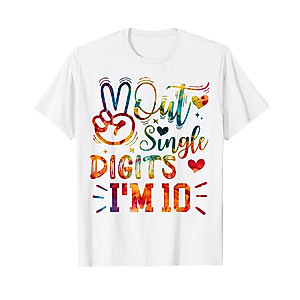 Funny Peace Out Single Digits I'm 10 Year Old 10th Birthday T-Shirt