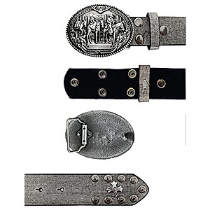 TOPACC Women Men Western Buckle Belt Cowgirl Cowboy Country Concho Leather Belt Rodeo Horse Plaque Removable