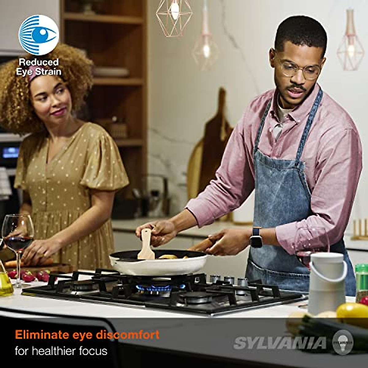 LEDVANCE Sylvania Reduced Eye Strain B10 LED Light Bulb, 60W = 5.5W, 13 Year, Candelabra Base, Dimmable, Clear, Daylight - 12 Pack (41226)