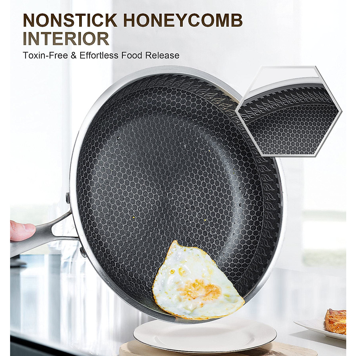 MICHELANGELO Premium Stainless Steel Saucepan Set 1Qt & 2Qt,10 Inch Stainless Steel Frying Pan with Lid