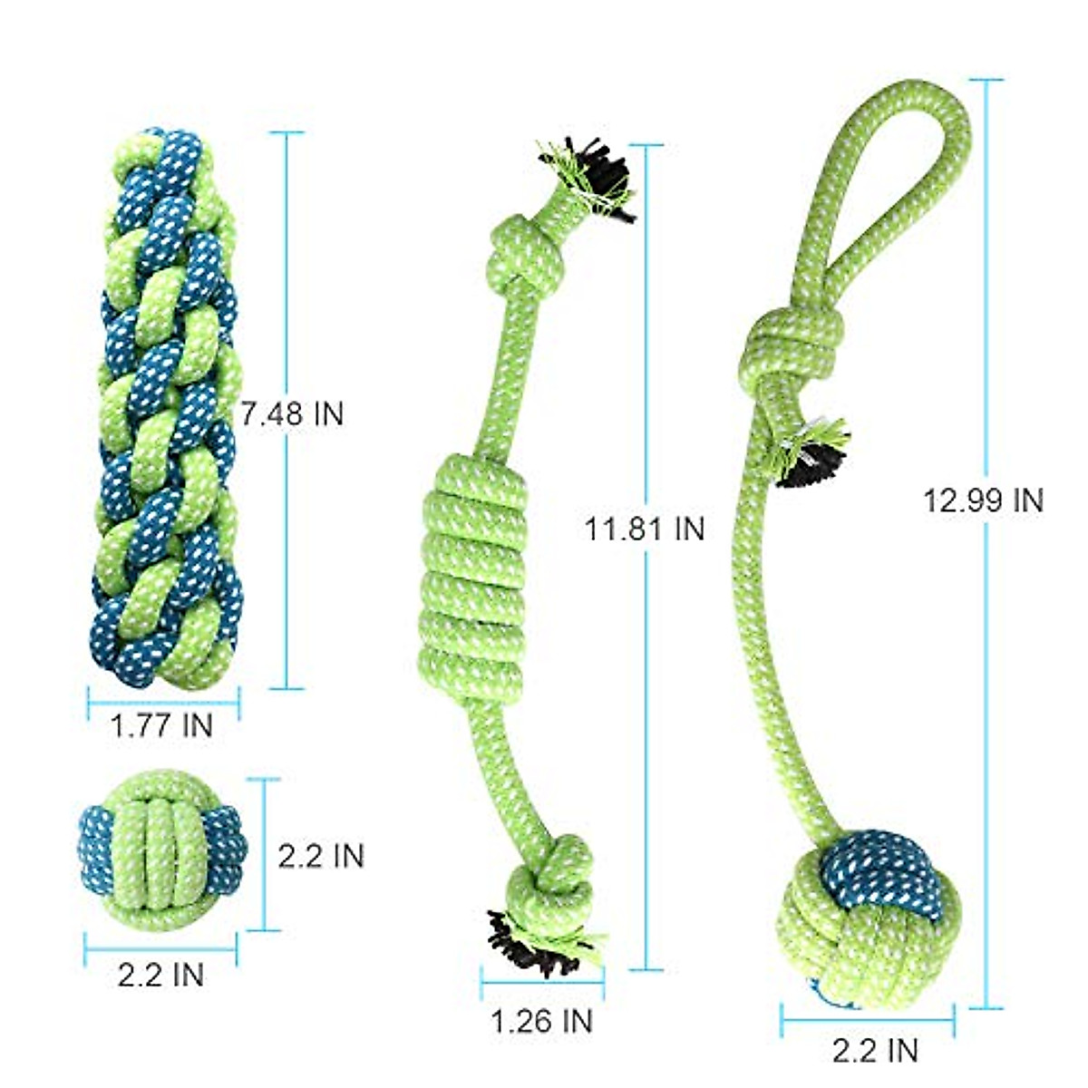 Depets 4PCS Dog Rope Toy, Assorted Pet Rope Chew Toys, Durable Rope Knot Dog Toy, Puppy Teething Playing Toys for Small Dogs Puppies