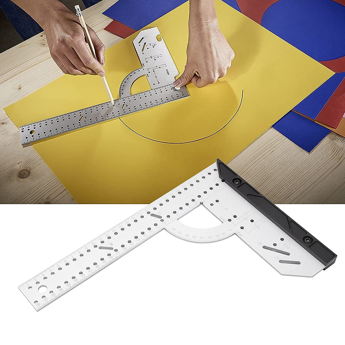KJAOYUPositioning Square,90 Degree Positioning Squares,Positioning Squares for Woodworking, 300mm Aluminium Alloy Clear Scale L Ruler Carpenter Tool for Woodworking