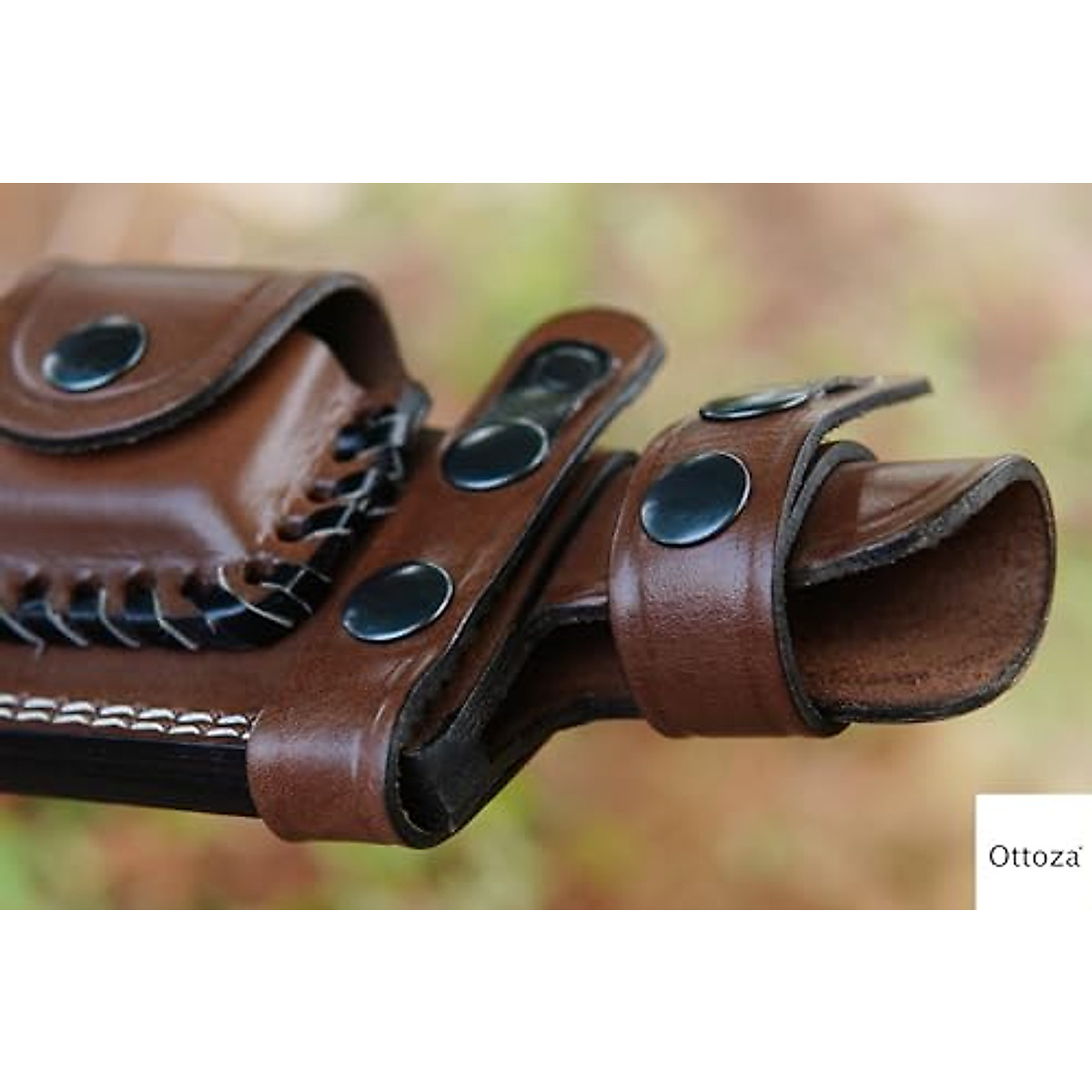 Ottoza Handmade Leather Knife Sheath Right Hand Tracker Knife Sheath - Bushcraft Knife Sheath - Hunting Knife Sheath - Survival Knife Sheath Horizontal Carry Dark Brown TOP Grain Leather No:103