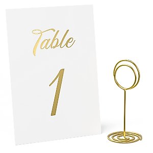 Gold Foil Table Numbers 1-30 with 30 Gold Table Number Holders