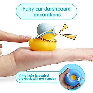 KINBOM Rubber Duck Car Ornament, Car Duck Decoration Dashboard Duck Yellow Duck Décor for Car Dashboard Office Bedroom Boys Girls Kids Bathing Toy (Blue Transparent Swim Ring)