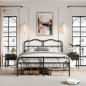 FDLOGW Cal King Size Bed Frame with Headboard and Footboard, 14 Inch High, No Box Spring Needed Heavy Duty Metal Platform Bedframe, Noise Free