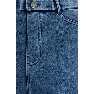 Women's Stretch Pull-on Skinny Denim Look Jean Leggings, Full Length, Navy, Small