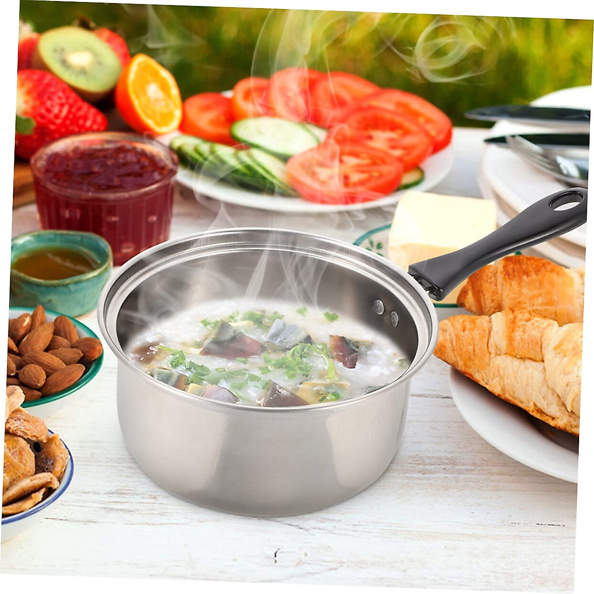 Angoily Single Handle Small Stainless Steel Sauce Pan Single Handle Pot with Lid Single Handle Soup Pot Small Soup Pot Cooking Soup Pot Cooking Saucepan Small Milk Saucepan