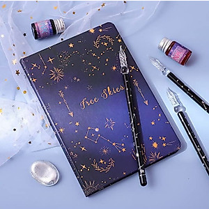 Glass Calligraphy Set With Journal - Dip Pen Set with Ink, Cute Journal & Pen Holder