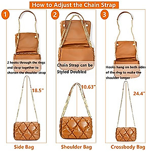 Herald Quilted Pillow Shoulder Bag for Women with Chunky Chain Padded Puffer Puffy Trendy Ruched Crossbody Handbag Side Purse (Medium Size)