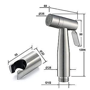 JIYTG Full Toilet Spray Set Bidet Sprayer Multifunctional Spray Gun Set Stainless Steel Brushed Women's wash Faucet Rinser