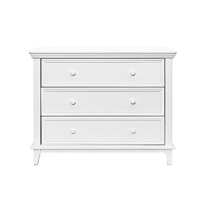 Contours Easy-to-Assemble Transitional 3-Drawer Dresser - Built-in Hardware, Changing Table Height, 3 Spacious Drawers, Sculpted Wooden Knobs, Anti-Tip Kit, White