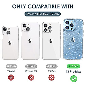 Hython Case for iPhone 13 Pro Max Case Glitter, Cute Sparkly Clear Glitter Shiny Bling Sparkle Cover, Anti-Scratch Hard PC Slim Fit Shockproof Protective Phone Cases for Women Girls, Clear Glitter