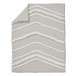 Sweet Jojo Designs Boho Bohemian Baby Boy Girl Nursery Crib Bedding Set - 4 pcs - Solid Taupe Beige Ivory Cream Off White Linen Farmhouse Shabby Chic Designer Modern Minimalist Tufted Tassel Macrame