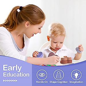 Baby Silicone Stacking & Nesting Toys, Christmas 6 pcs Heart Building Stacker Blocks Tower, Soft Chew Natural Teether Montessori Toys, 6+ Months Toddler Boys & Girls Early Education Learning