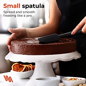 M KITCHEN Silicone Spatula Set - Heat Resistant & BPA Free - 4 Piece Nonstick Rubber Spatulas, Spoonula, Jar Scraper for Cooking, Baking, Mixing, Frosting - Dishwasher Safe Kitchen Utensils