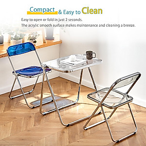 KAIHAOWIN Small Folding Table- Acrylic Morden TV Tray for Snack Dinner on Couch, Tiny Foldable Desk Writing Desk for Home Office for Small Spaces No Assembly Required