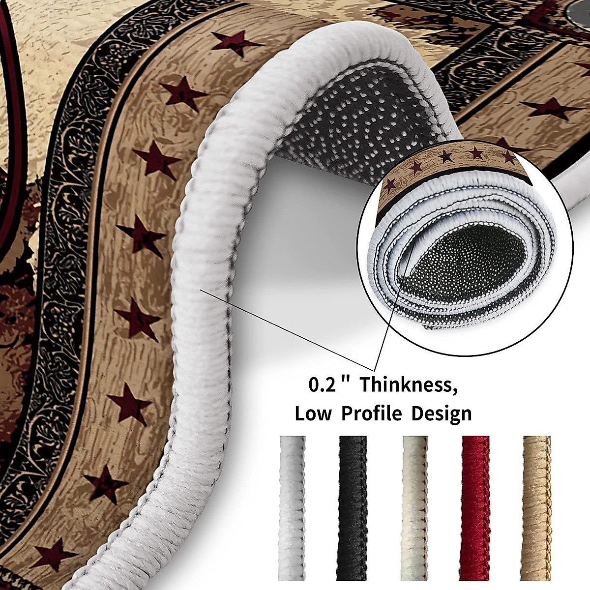 Western Kitchen Runner Rug Sets 2 Piece, Rustic Texas Star Absorbent Bathroom Rugs, Farmhouse Floor Mats Retro Brown Beige Non-Slip Door Mat for Bedroom/Hallway/Laundry, 15.7"Wx23.6"L+15.7"Wx47.2"L